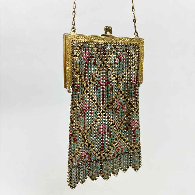 Vintage 1920s Whiting and Davis Painted Enamel Mesh Bag Art Deco/ 20s ...