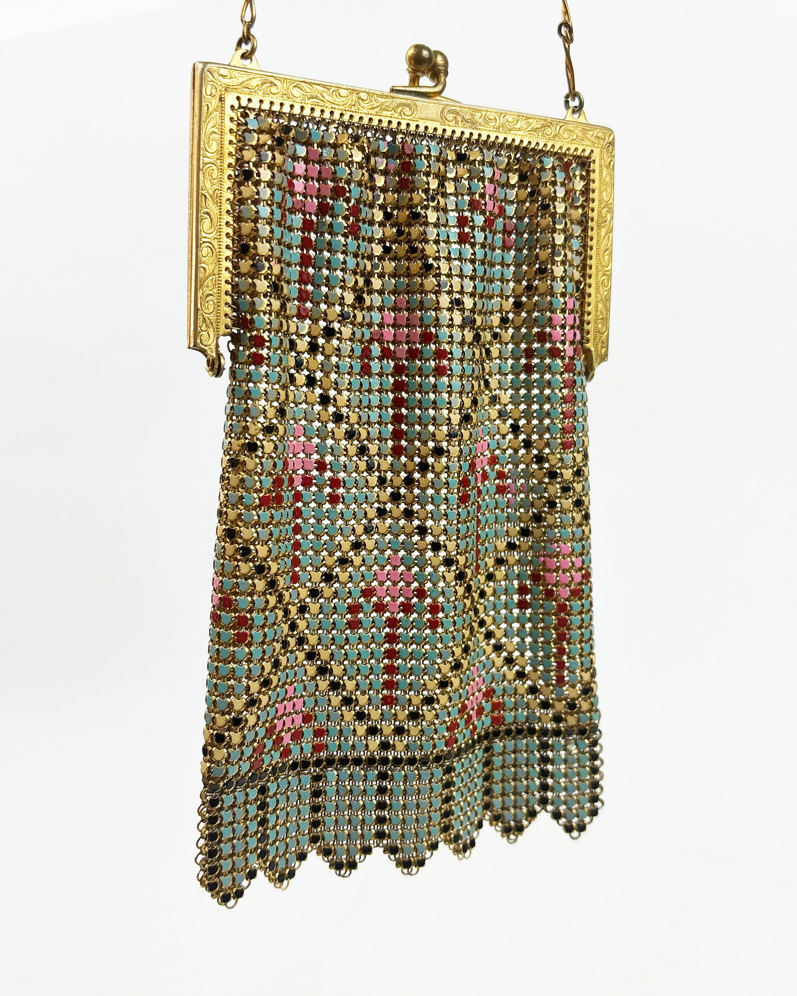 Vintage 1920s Whiting and Davis Painted Enamel Mesh Bag Art Deco/ 20s ...