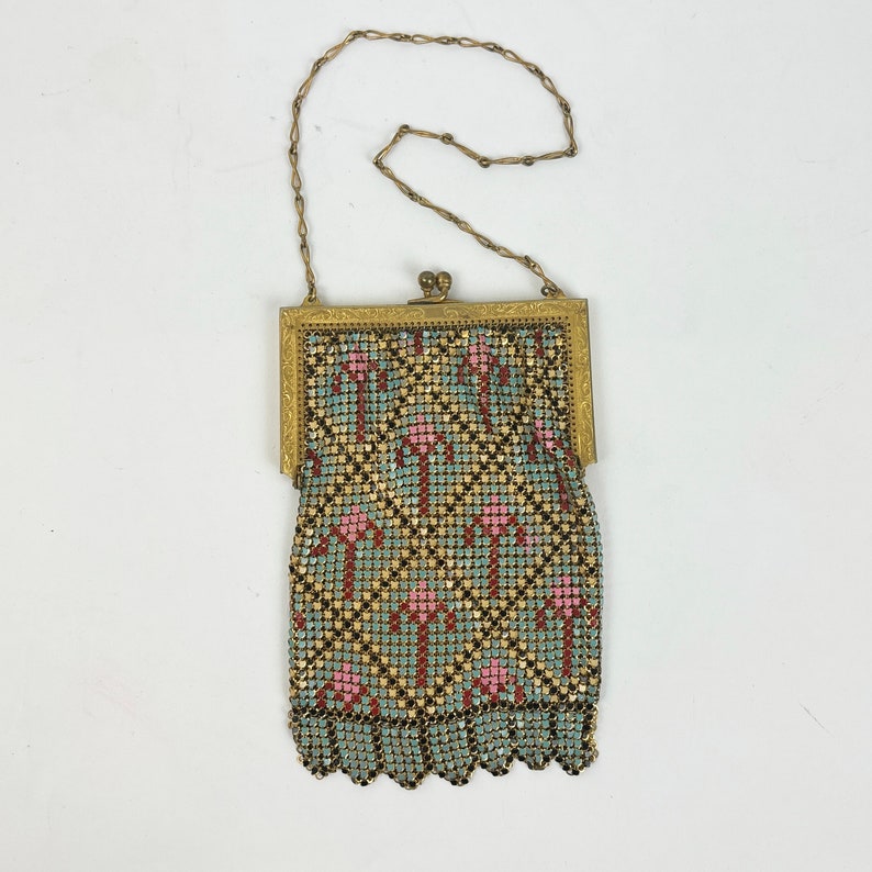 Vintage 1920s Whiting and Davis Painted Enamel Mesh Bag Art Deco/ 20s ...