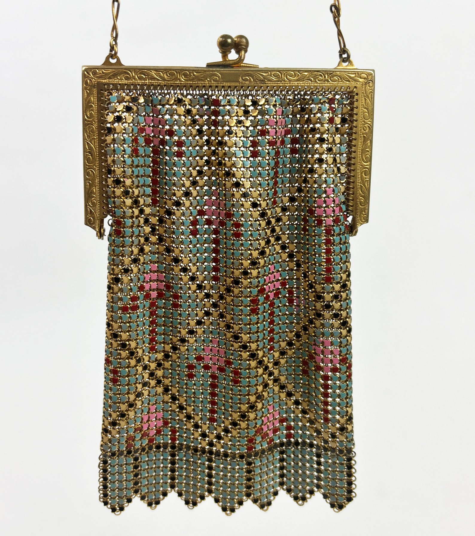 Vintage 1920s Whiting and Davis Painted Enamel Mesh Bag Art Deco/ 20s ...