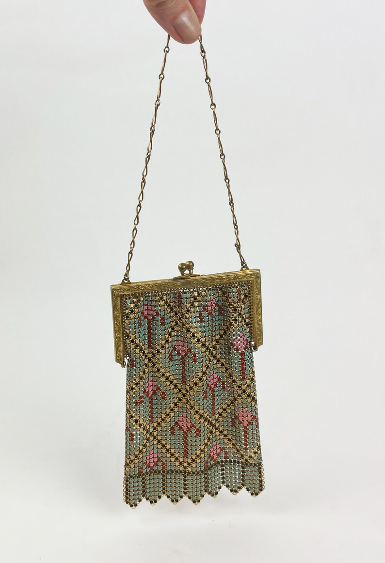 Vintage 1920s Whiting and Davis Painted Enamel Mesh Bag Art Deco/ 20s ...