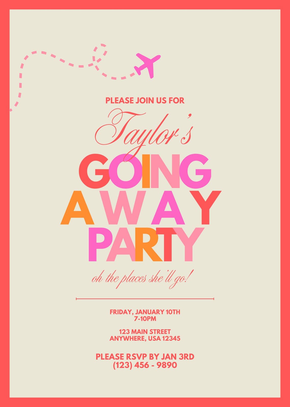 Going Away Party Invitation Template - Etsy