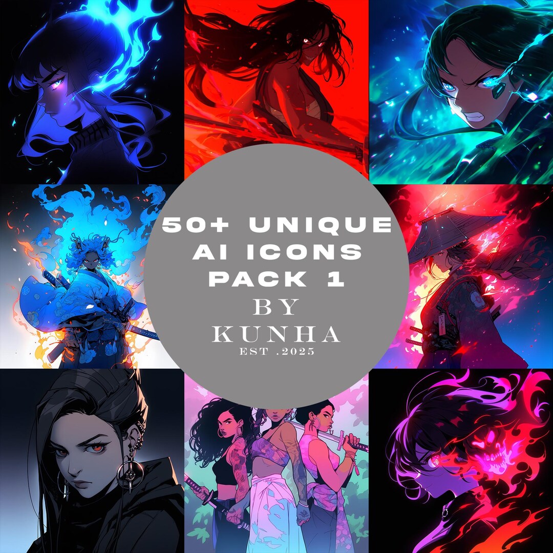 50 UNIQUE AI Icon Pack 1 Variety of Styles and Prompts Used Samples in ...