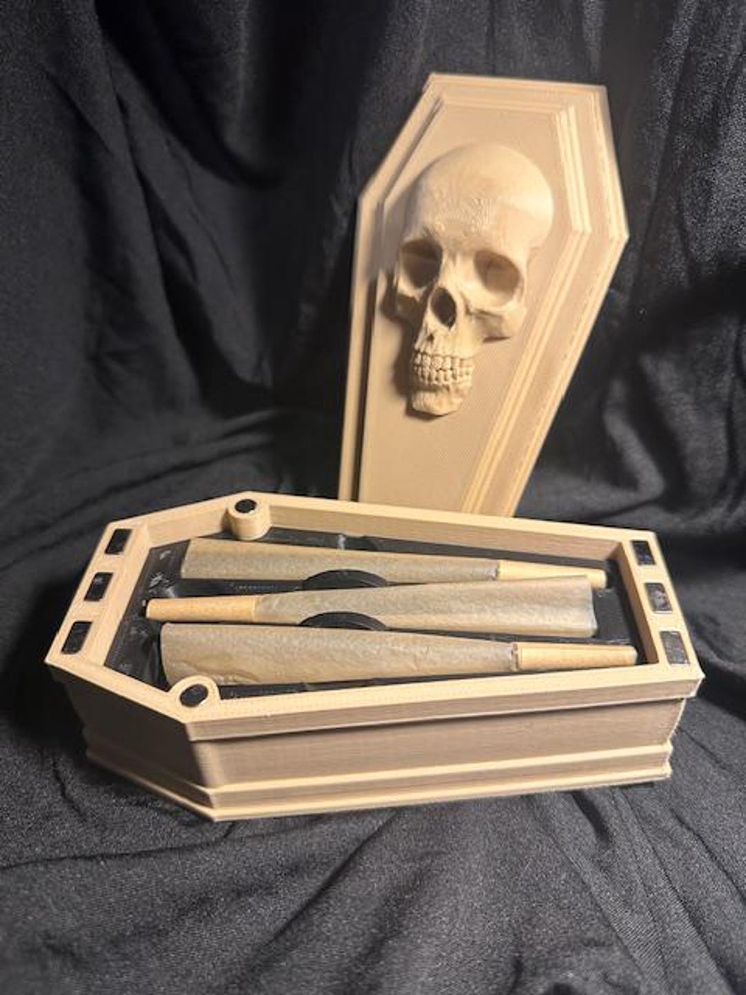 3D Printed Skull Coffin Pre Roll Single Layer Stash Box Case -magnetic ...