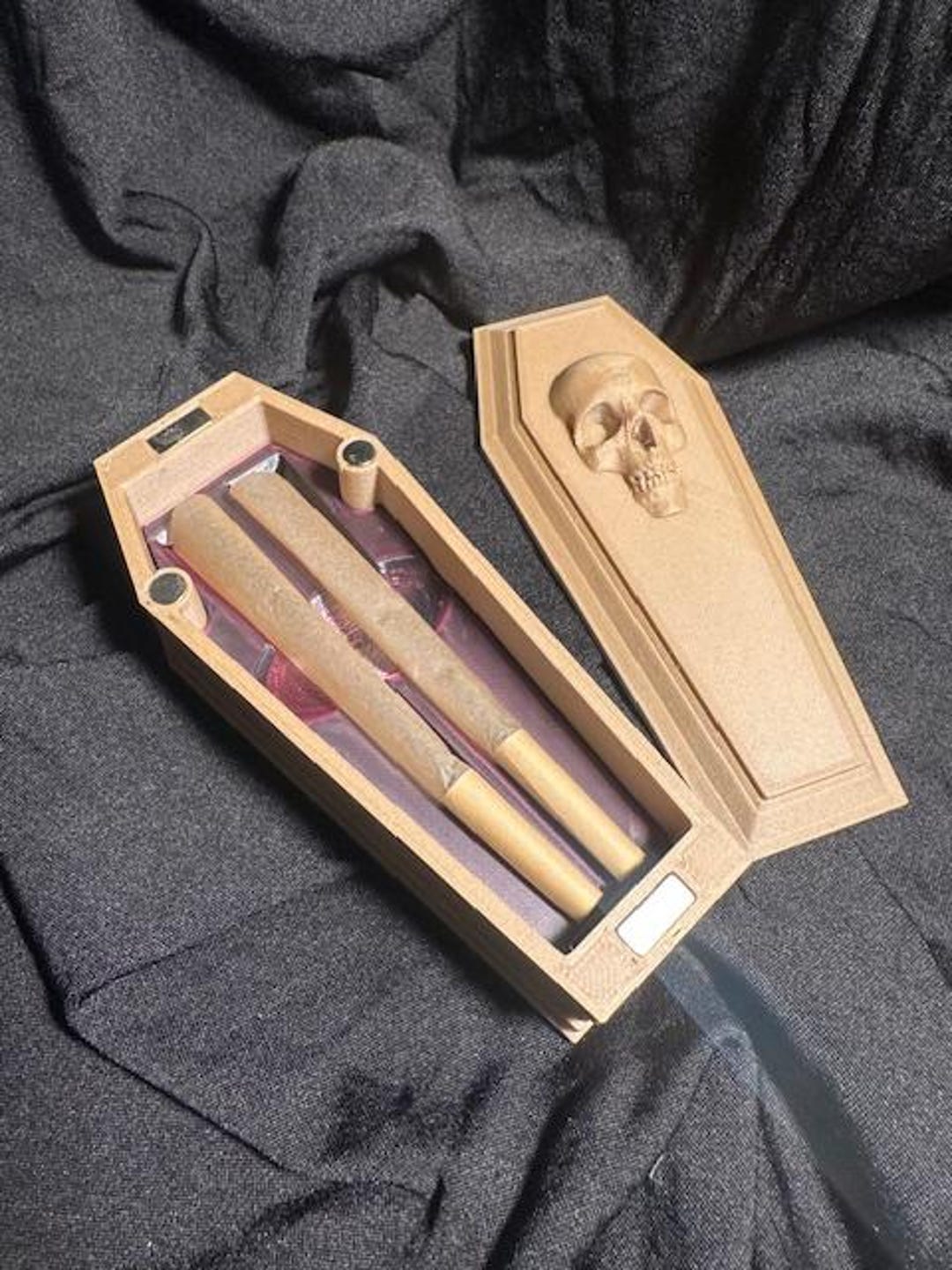3D Printed Skull Coffin Pre Roll Single Layer Stash Box Case -magnetic ...