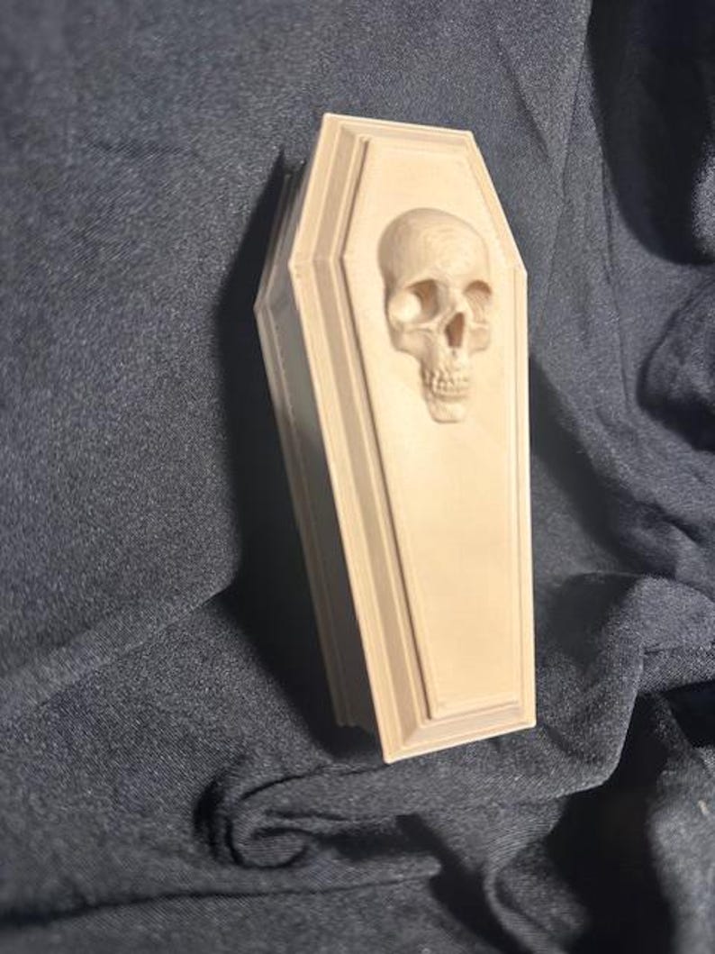 3D Printed Skull Coffin Pre Roll Single Layer Stash Box Case -magnetic ...