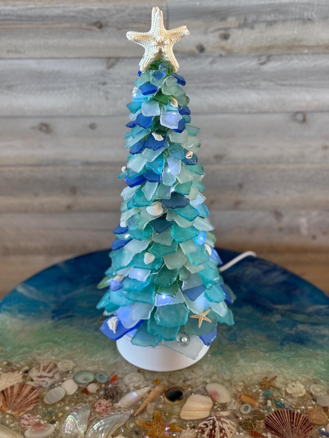 Seaglass Lighted Tree - Etsy