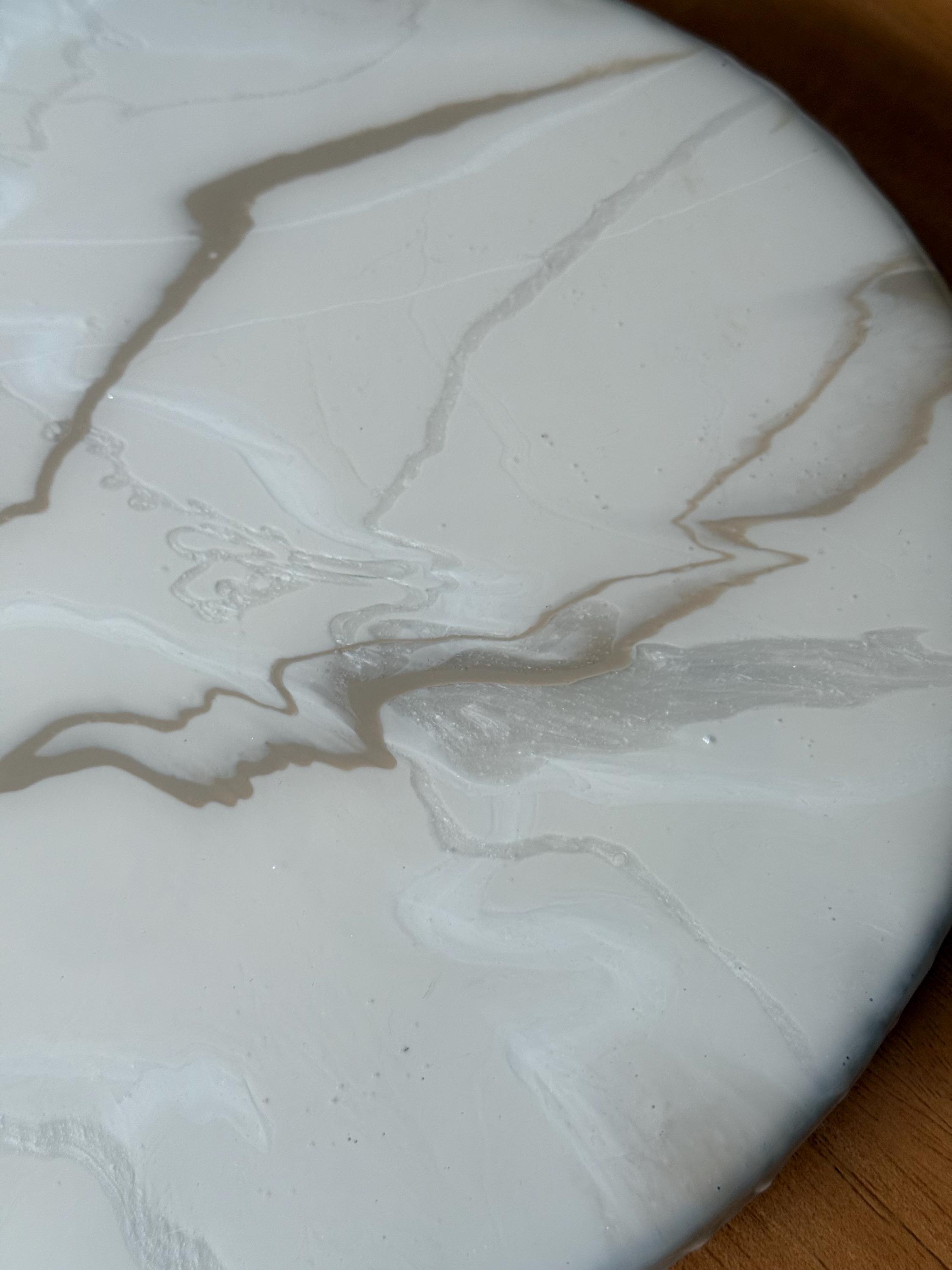 Lazy Susan Turntable / White Beige Abstract Marbled Design - Etsy