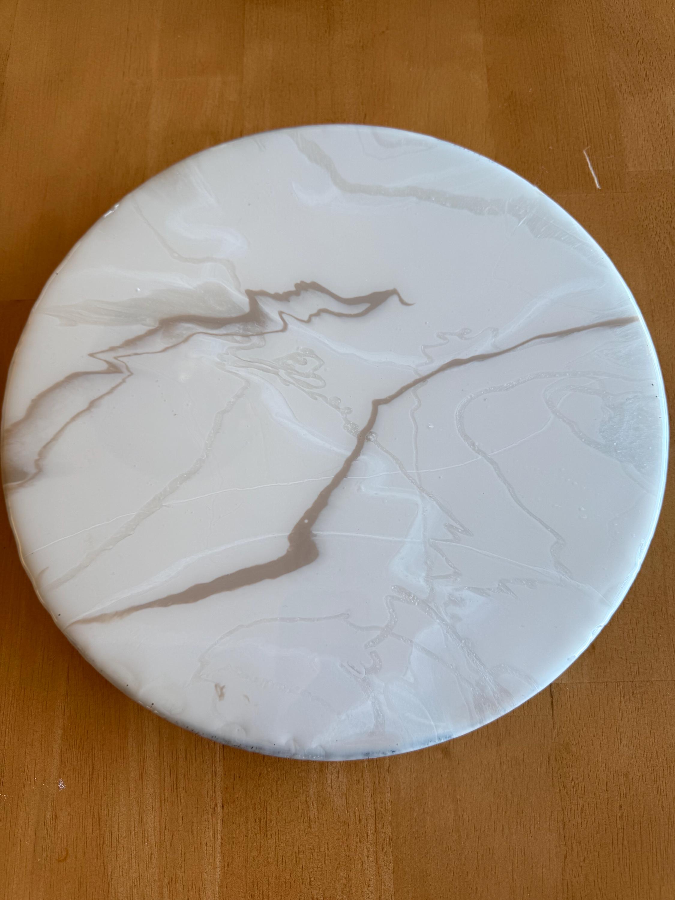 Lazy Susan Turntable / White Beige Abstract Marbled Design - Etsy