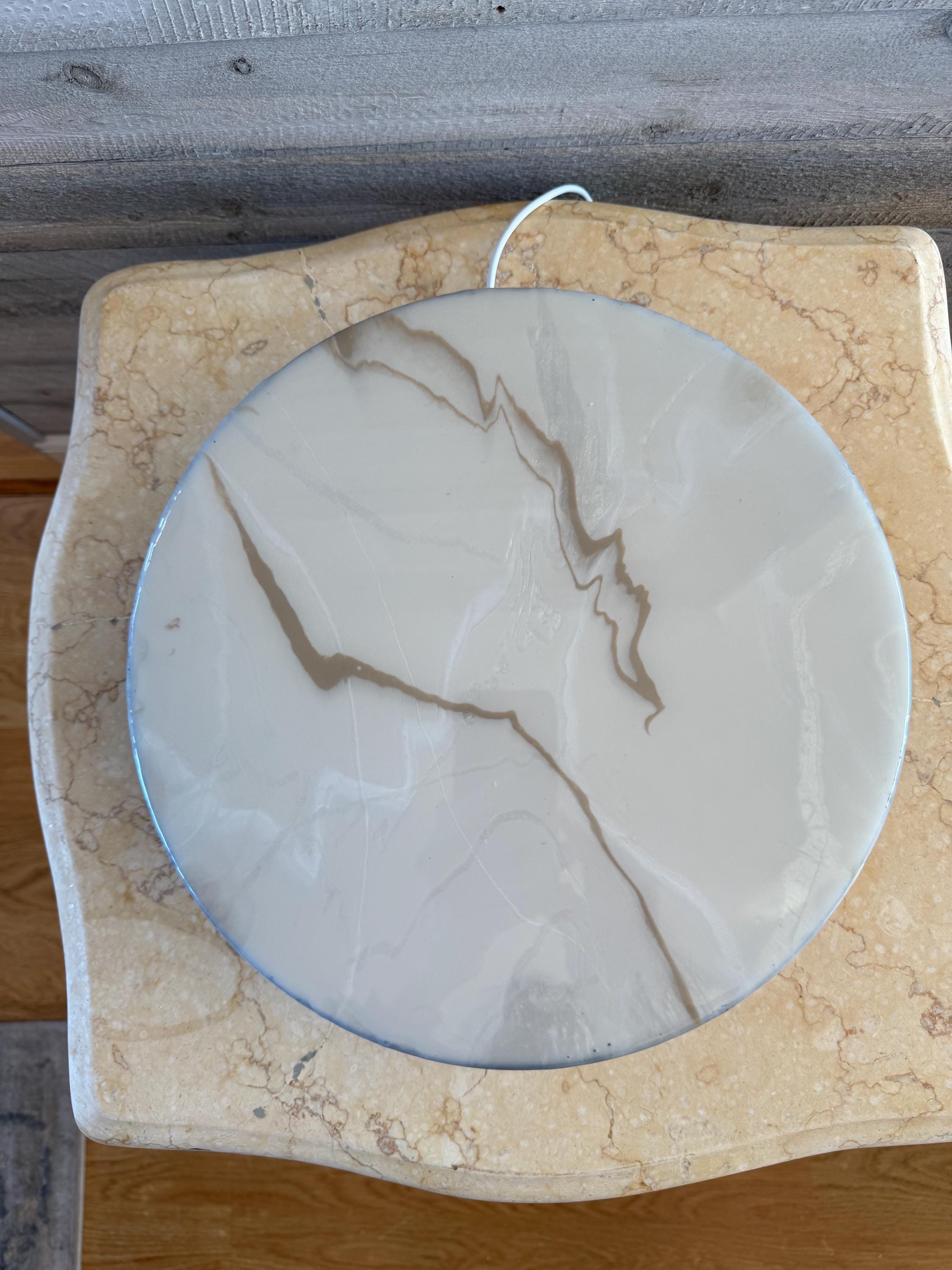 Lazy Susan Turntable / White Beige Abstract Marbled Design - Etsy