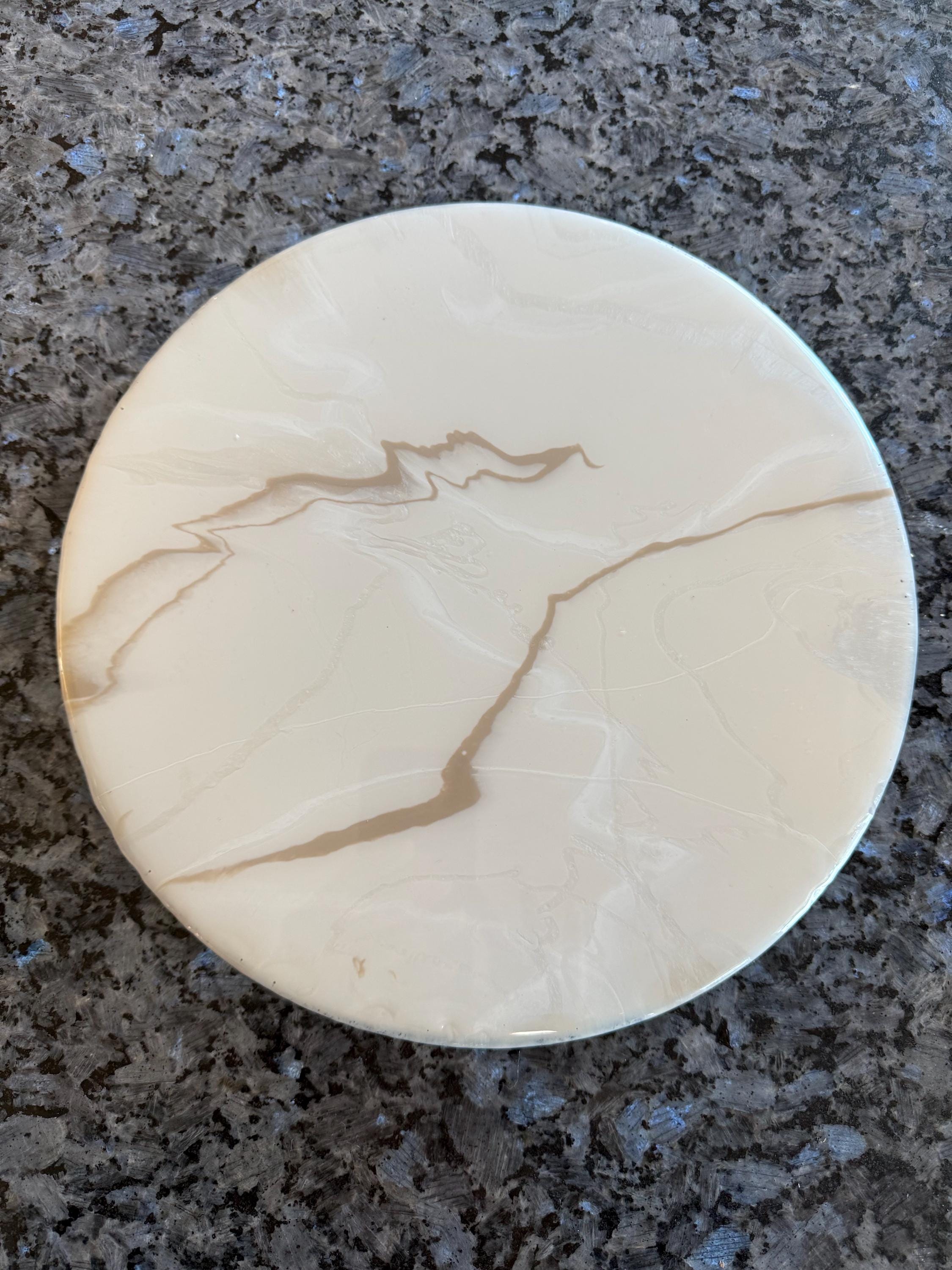 Lazy Susan Turntable / White Beige Abstract Marbled Design - Etsy