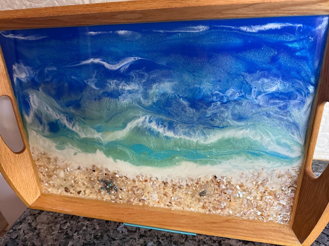 Coastal Serving Tray With Handles / Ocean Beach Scenery Artwork - Etsy