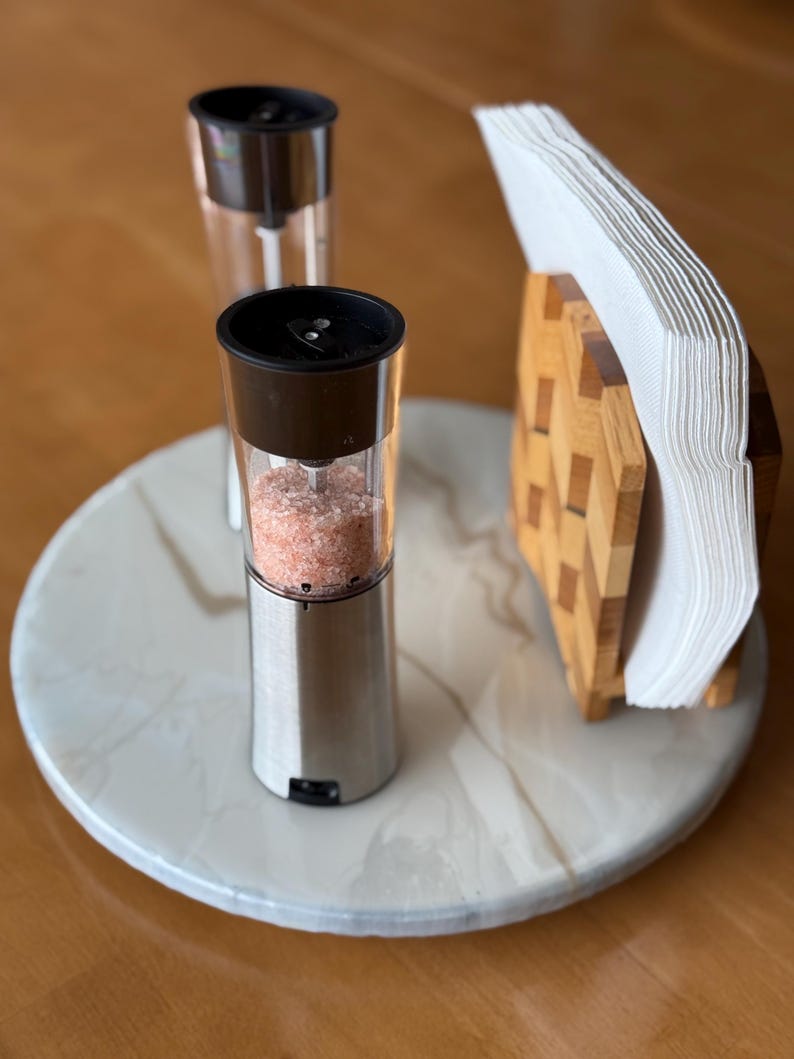 Lazy Susan Turntable / White Beige Abstract Marbled Design - Etsy