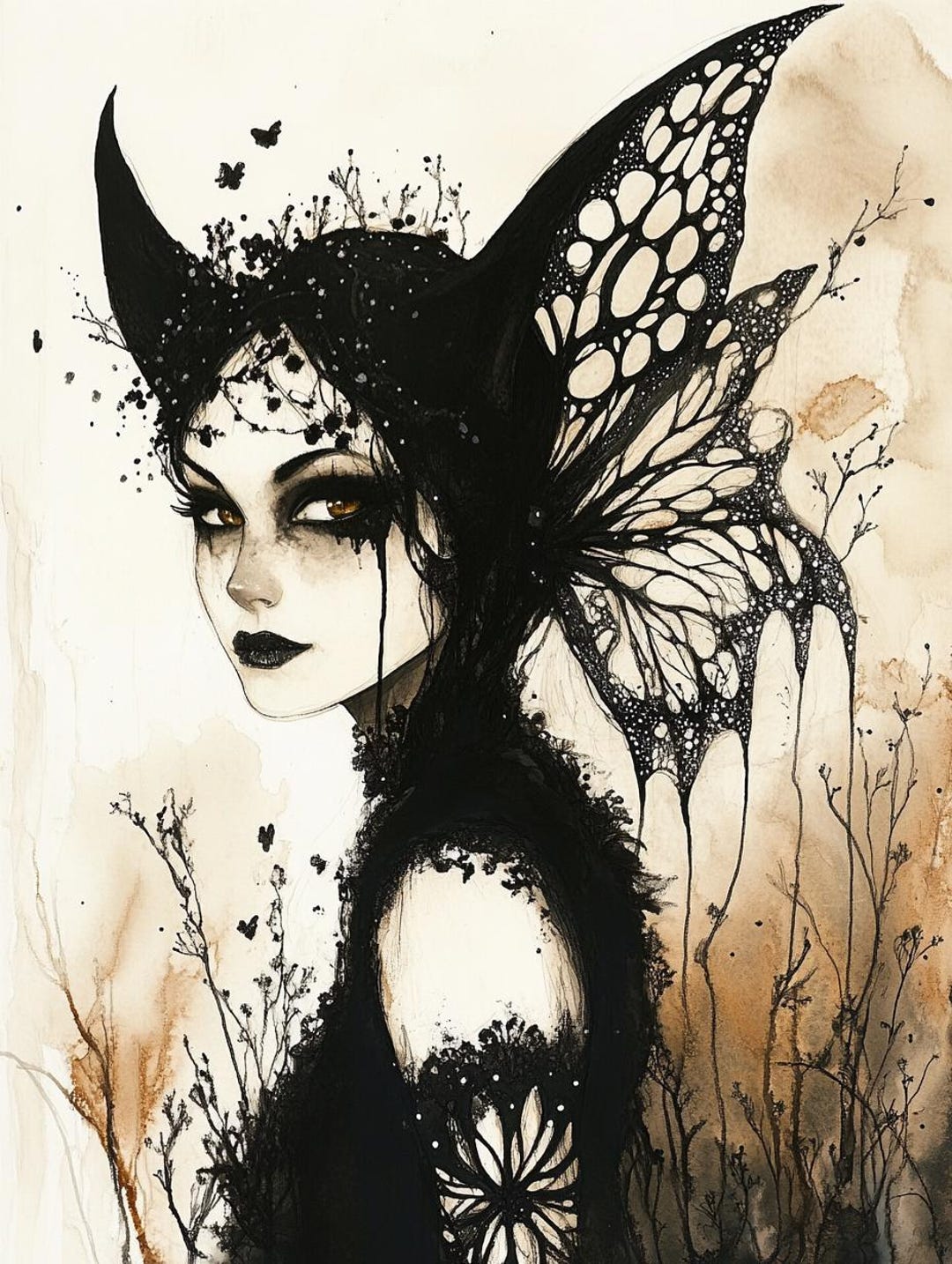 Gothic Fairy Portrait- Dark Fantasy Digital Art Print. Perfect for ...
