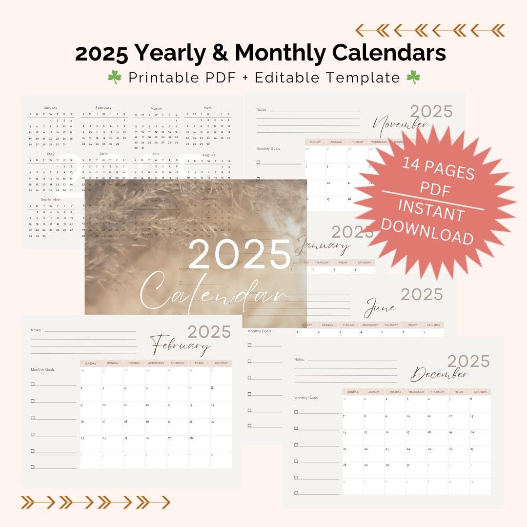 2025 Calendar Planner With Notes and Monthly Goals Desk Calendar ...