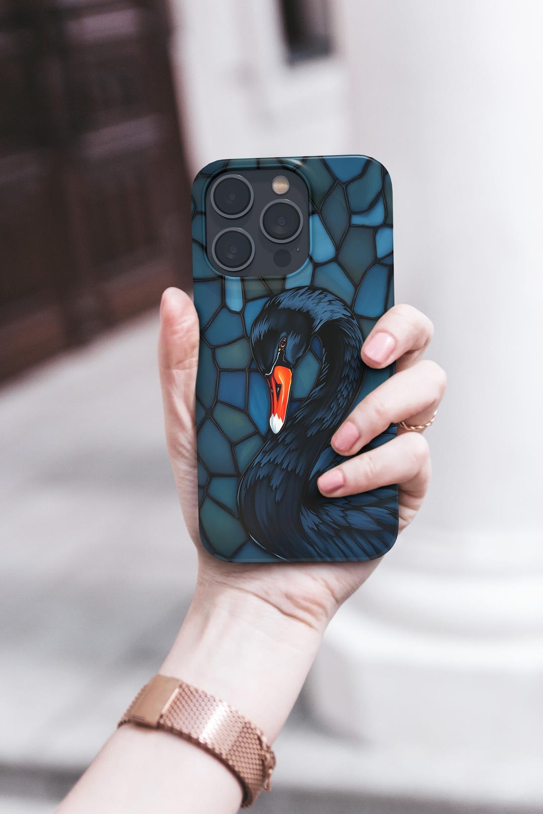 Stained Glass Black Swan Phone Case | Artful Design for iPhone and ...