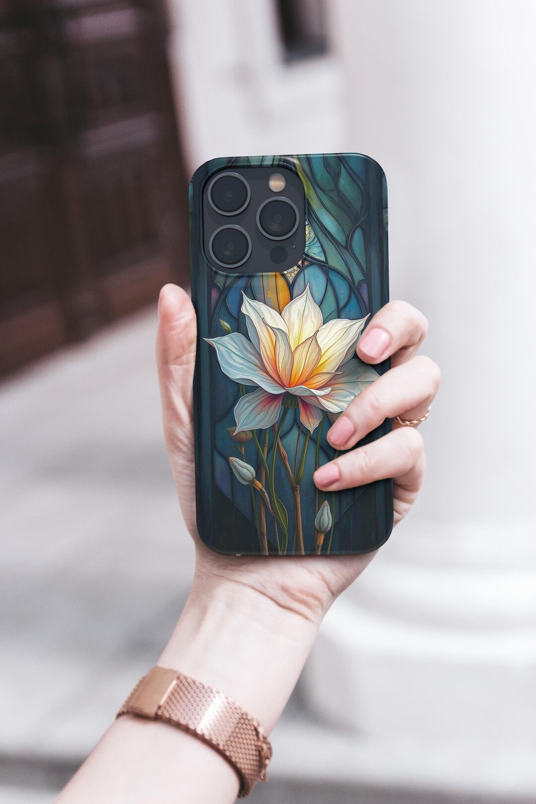 Stained Glass Style White Lotus Phone Case - Etsy