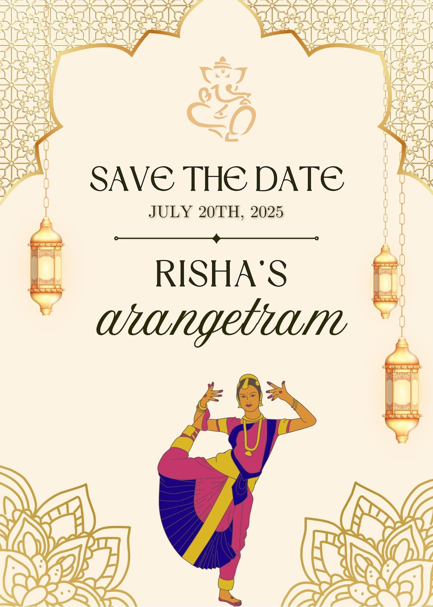 Arangetram Save the Date Invitation: Digital Download - Etsy