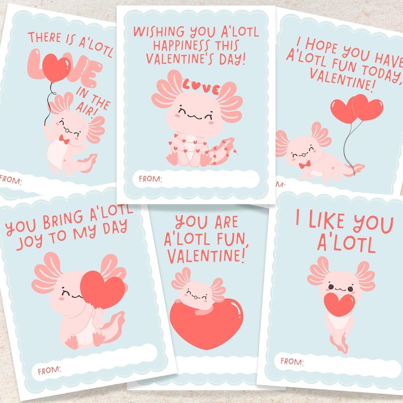 Axolotl Valentines - Etsy