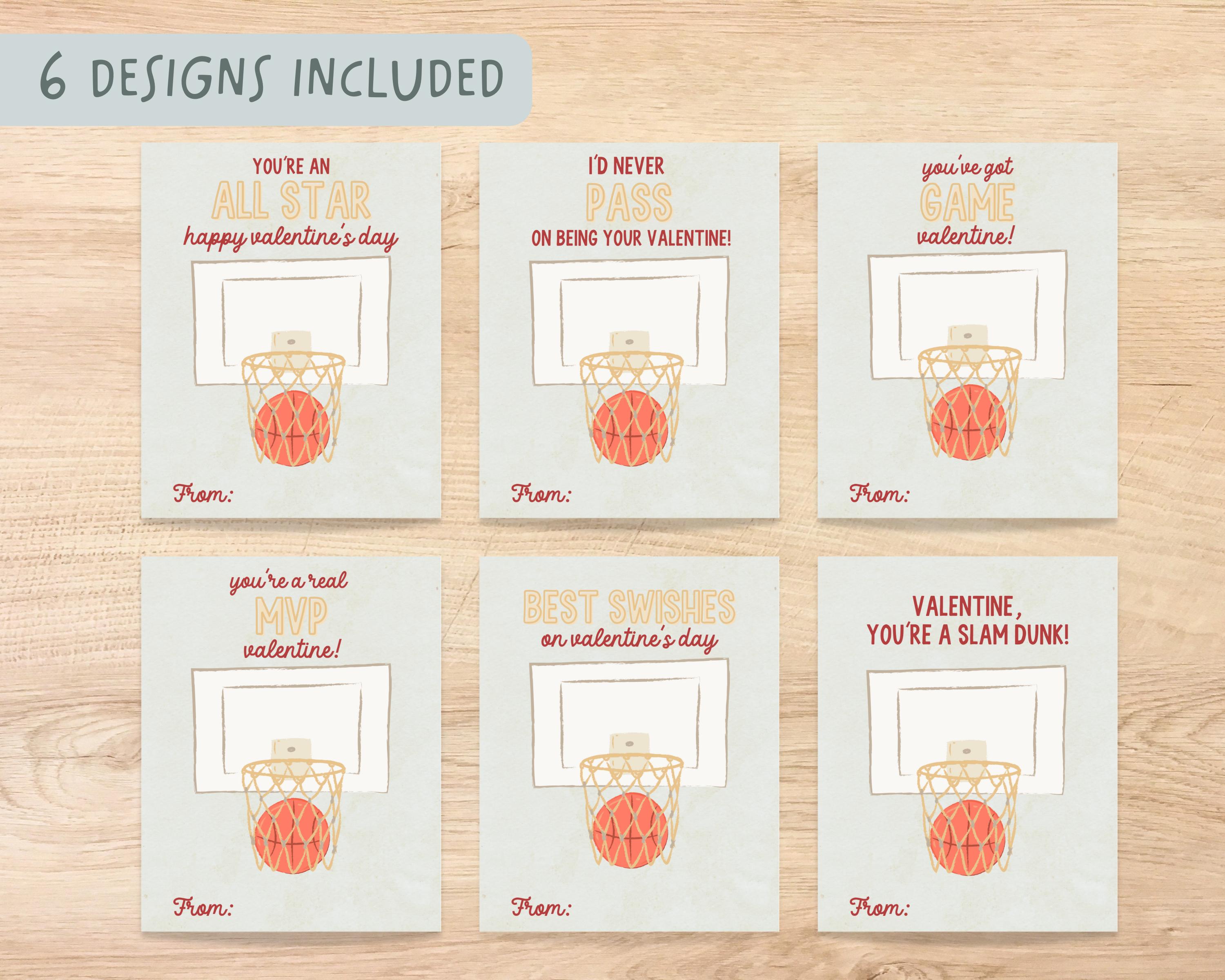 Printable Basketball Valentine Cards for Kids, Sports Valentine for ...