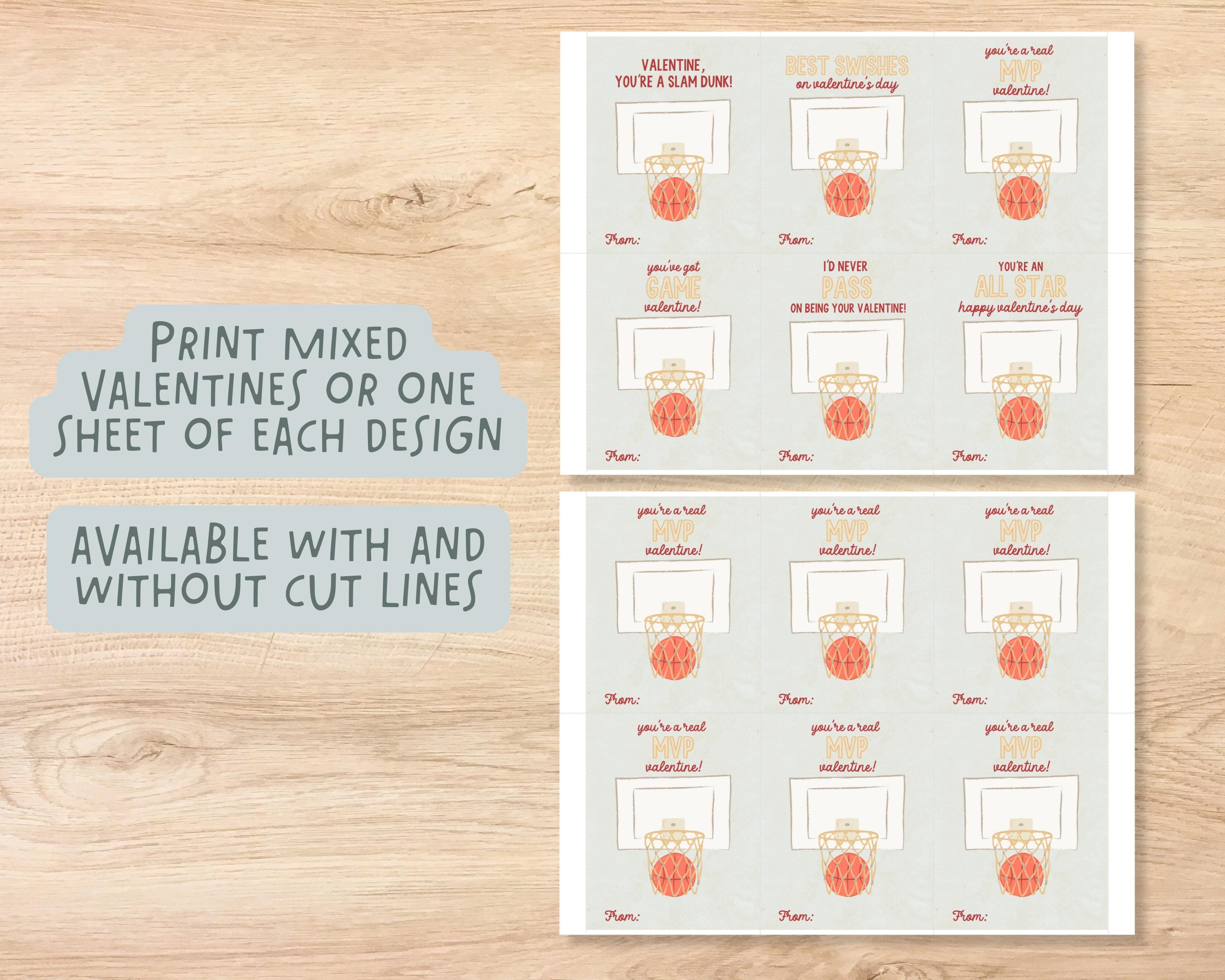 Printable Basketball Valentine Cards for Kids, Sports Valentine for ...