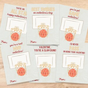 Printable Basketball Valentine Cards for Kids, Sports Valentine for ...