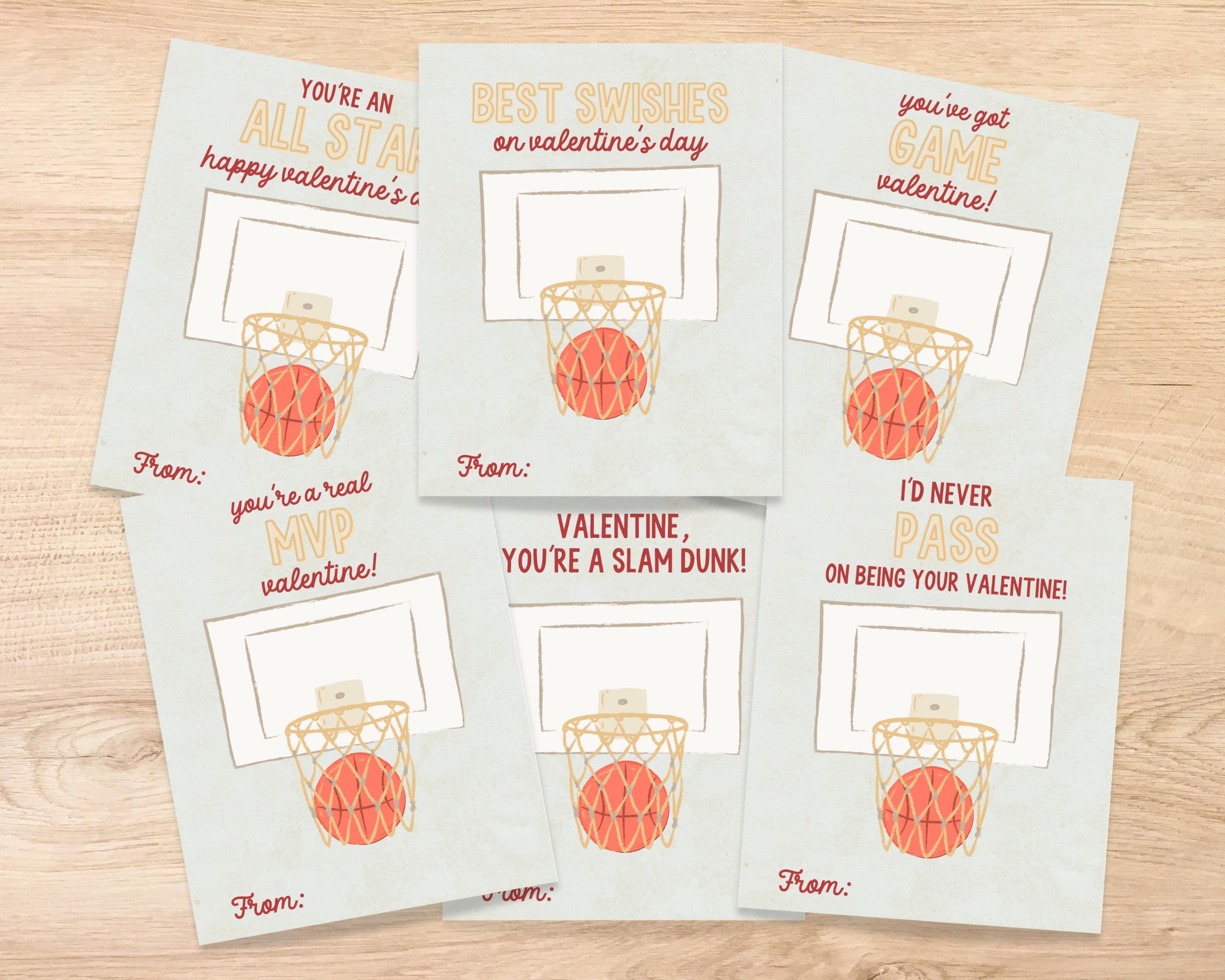 Printable Basketball Valentine Cards for Kids, Sports Valentine for ...