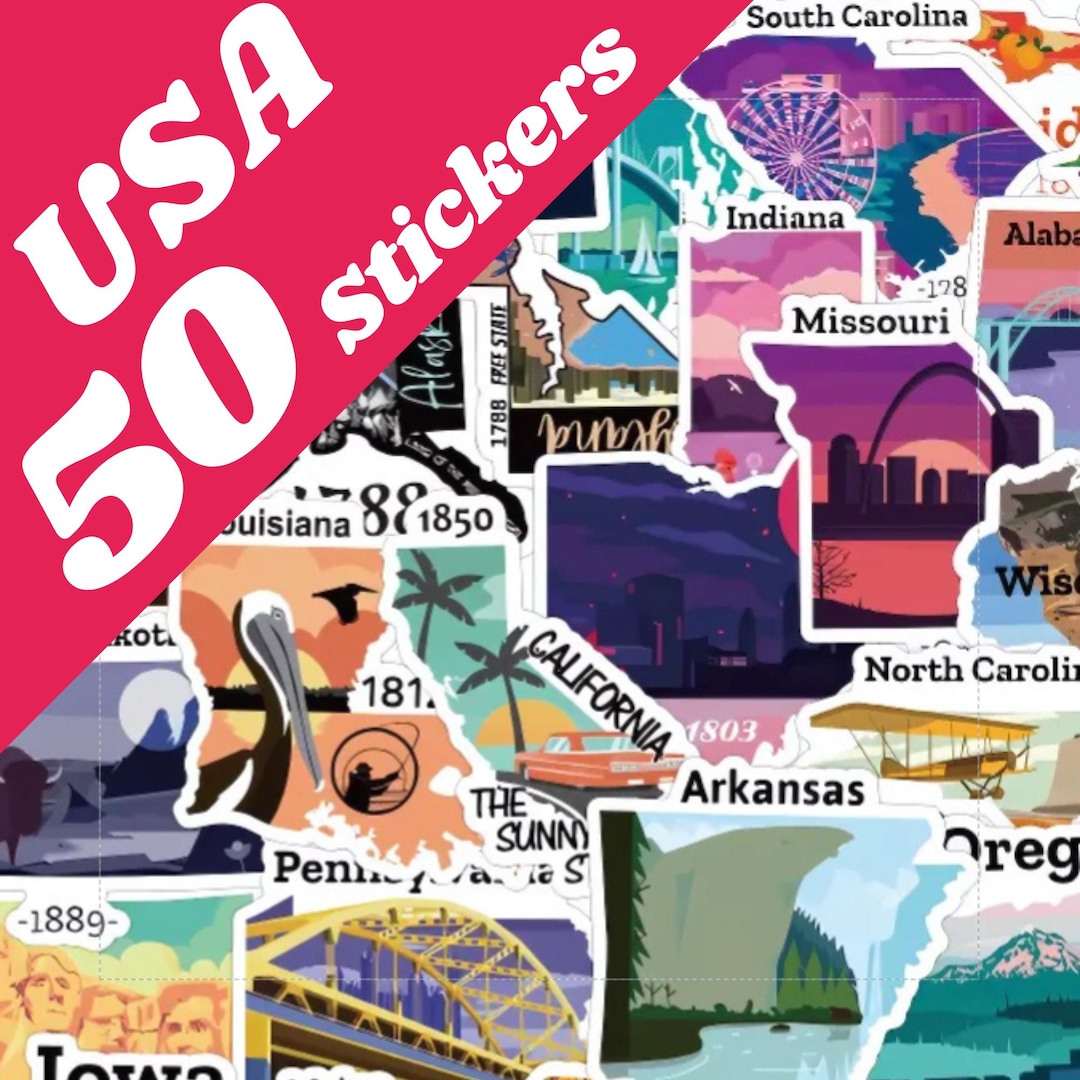 Sticker Pack 50pcs US States Sticker Set High-quality Decorative ...
