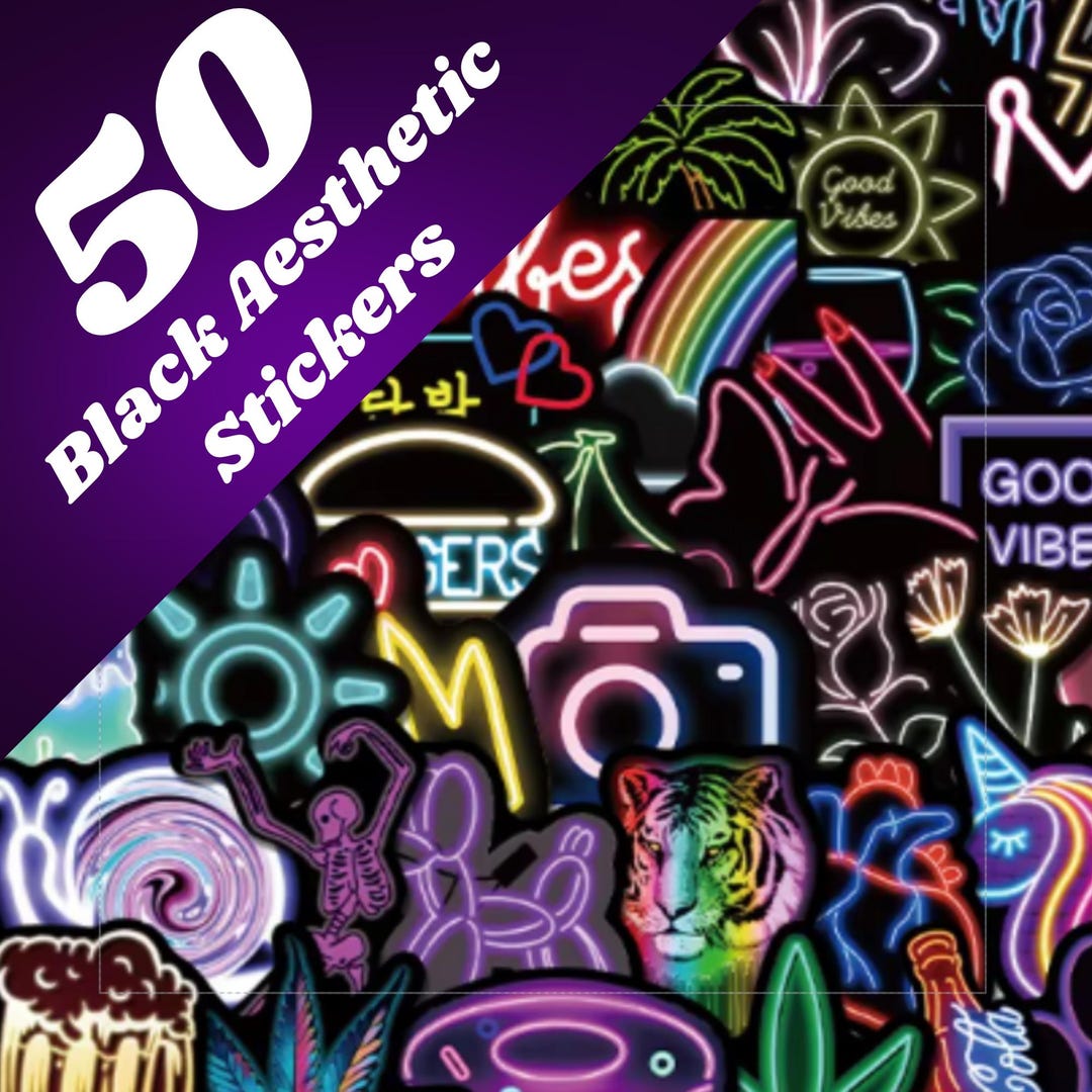 Sticker Pack 50pcs Random High-quality Black Aesthetic Decorative ...