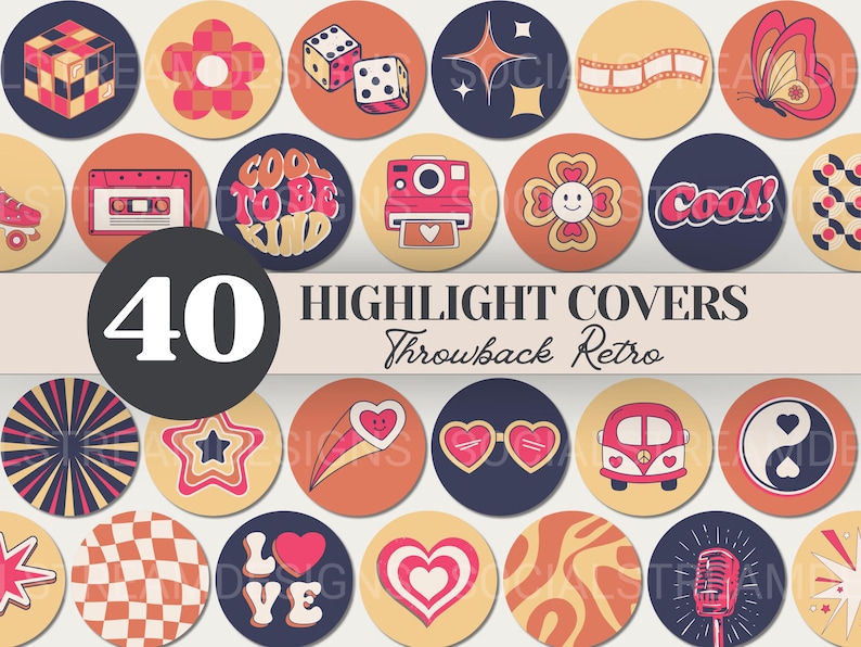 40 Retro Social Media Highlight Covers | Vintage PNG Aesthetic Icons ...