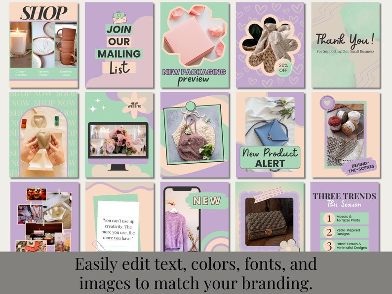 50 Product Seller Social Media Templates | Editable Templates for Etsy ...