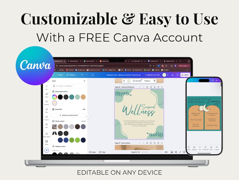 30 Wellness Social Media Templates | Editable Canva Templates for ...