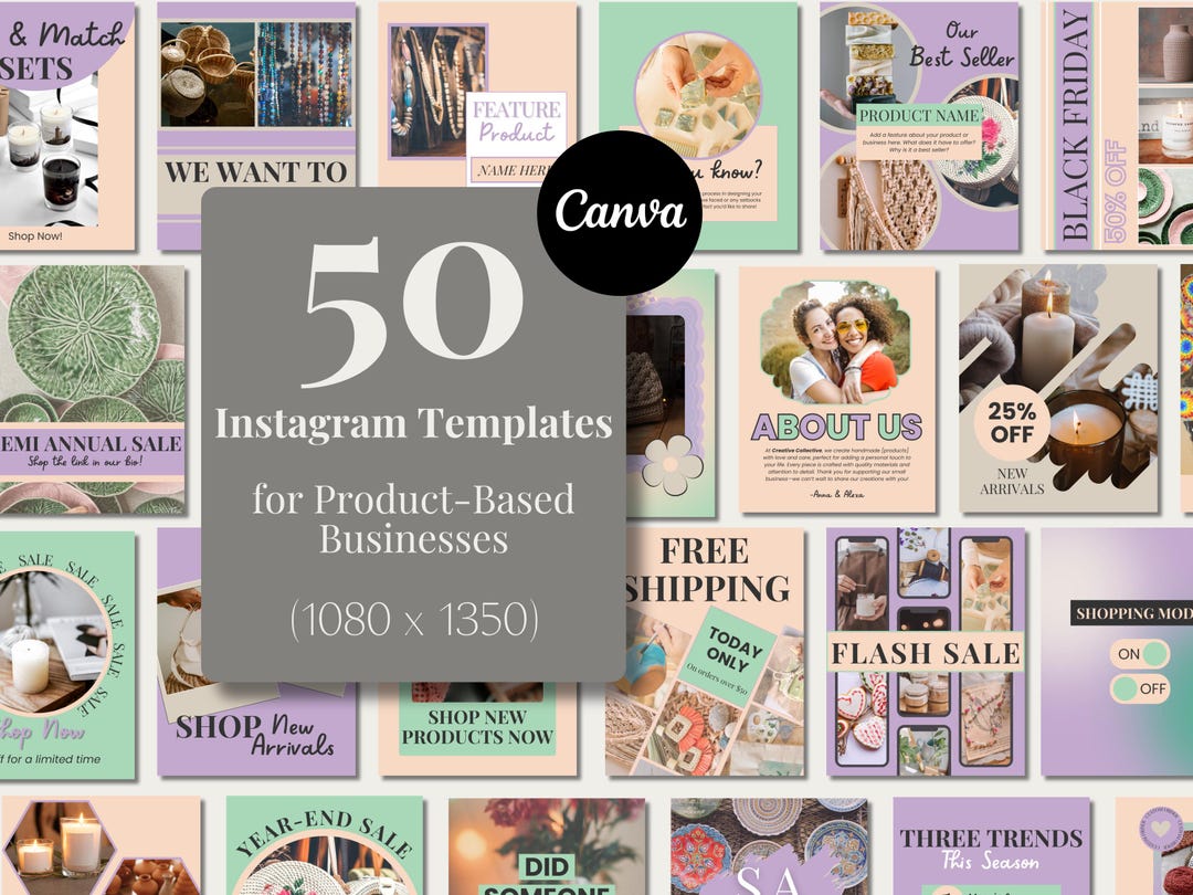 50 Product Seller Social Media Templates | Editable Templates for Etsy ...
