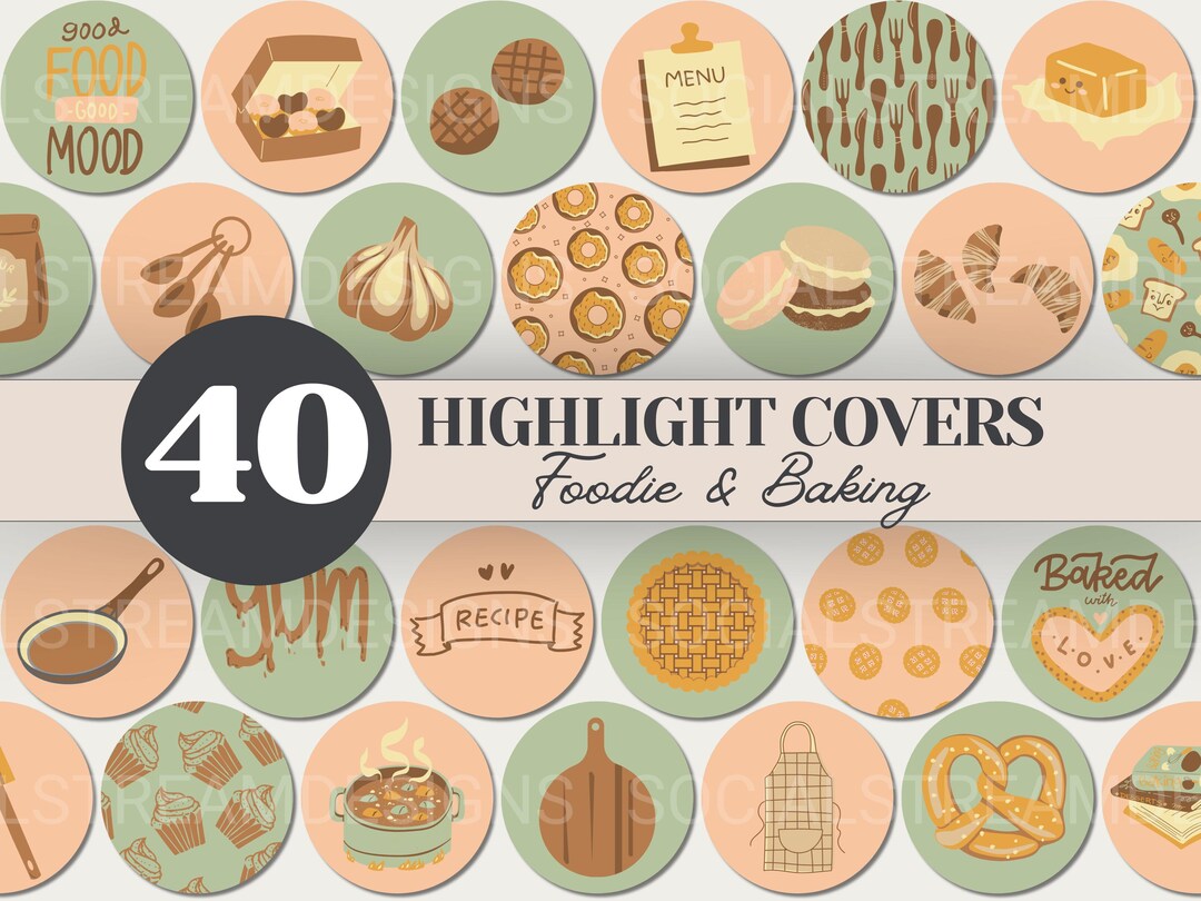 40 Foodie & Baking Social Media Highlight Covers | Aesthetic Kitchen ...