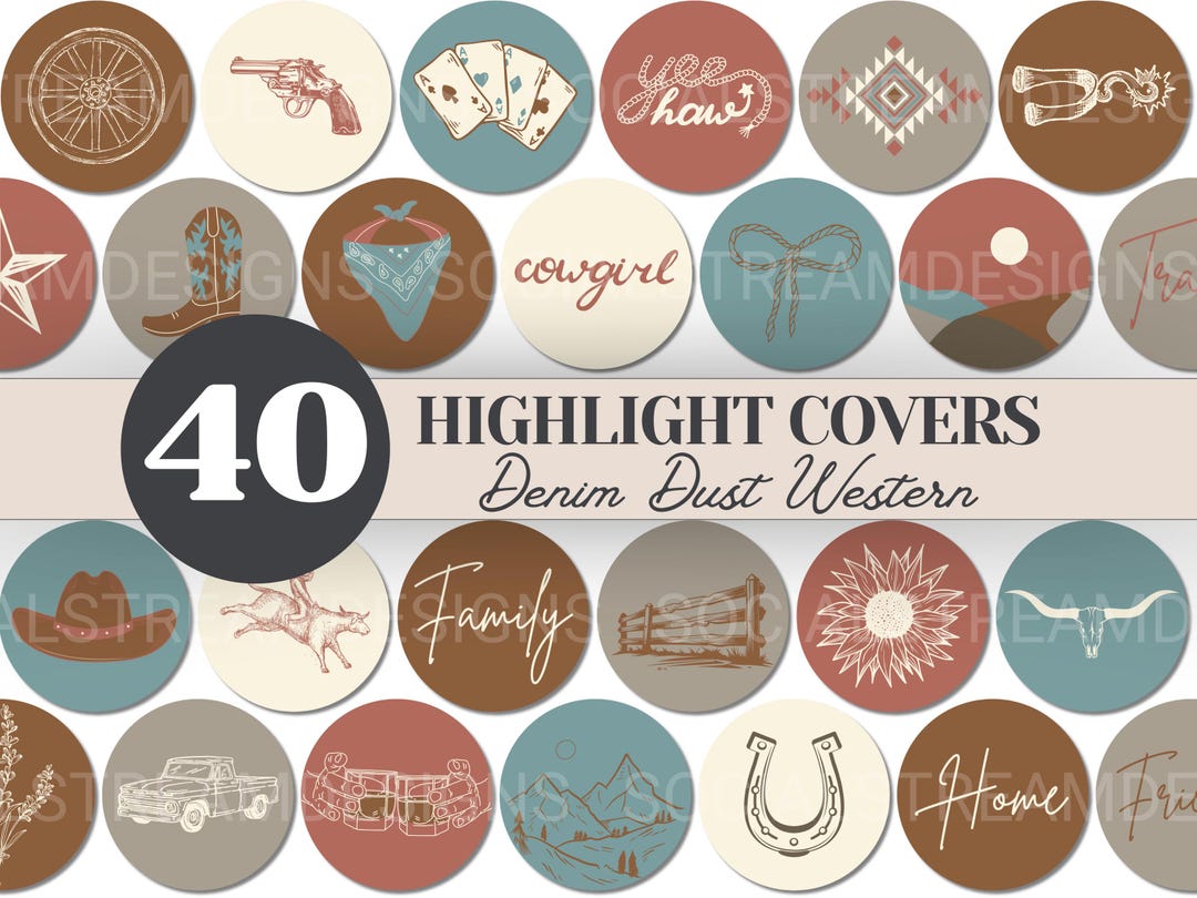 40 Denim Dust Western Highlight Covers | Blue Western Aesthetic Icons ...