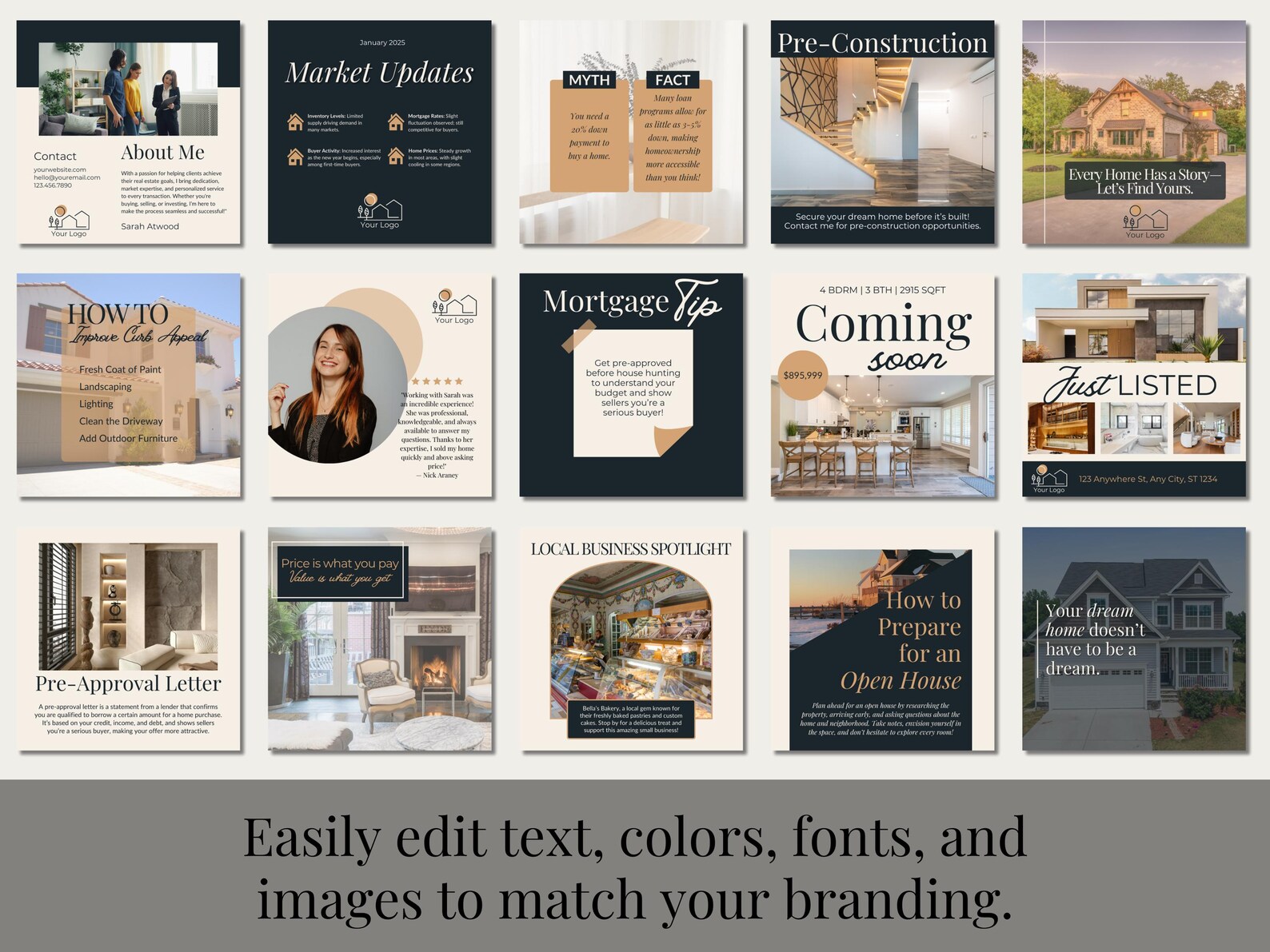 50 Real Estate Agent Social Media Templates | Editable Social Media ...