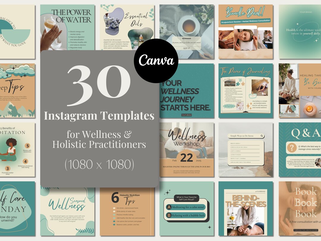 30 Wellness Social Media Templates | Editable Canva Templates for ...