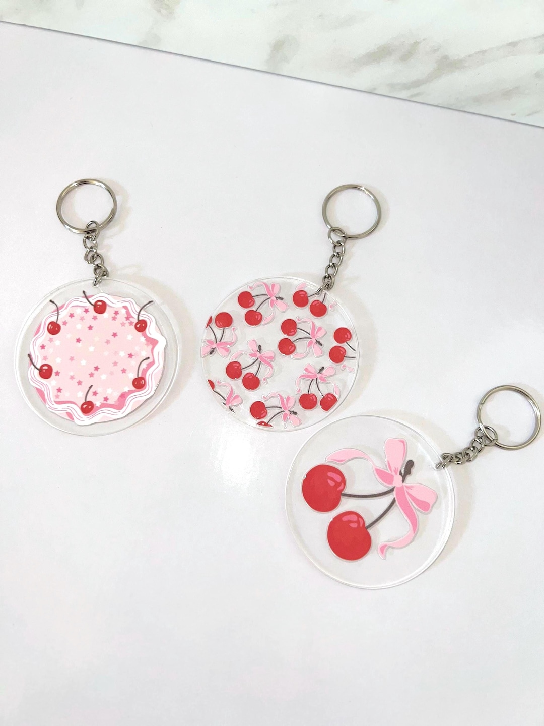 Cherry Keychain Set – 3 Pack | Kawaii Acrylic Keychains | Cute Cherry ...