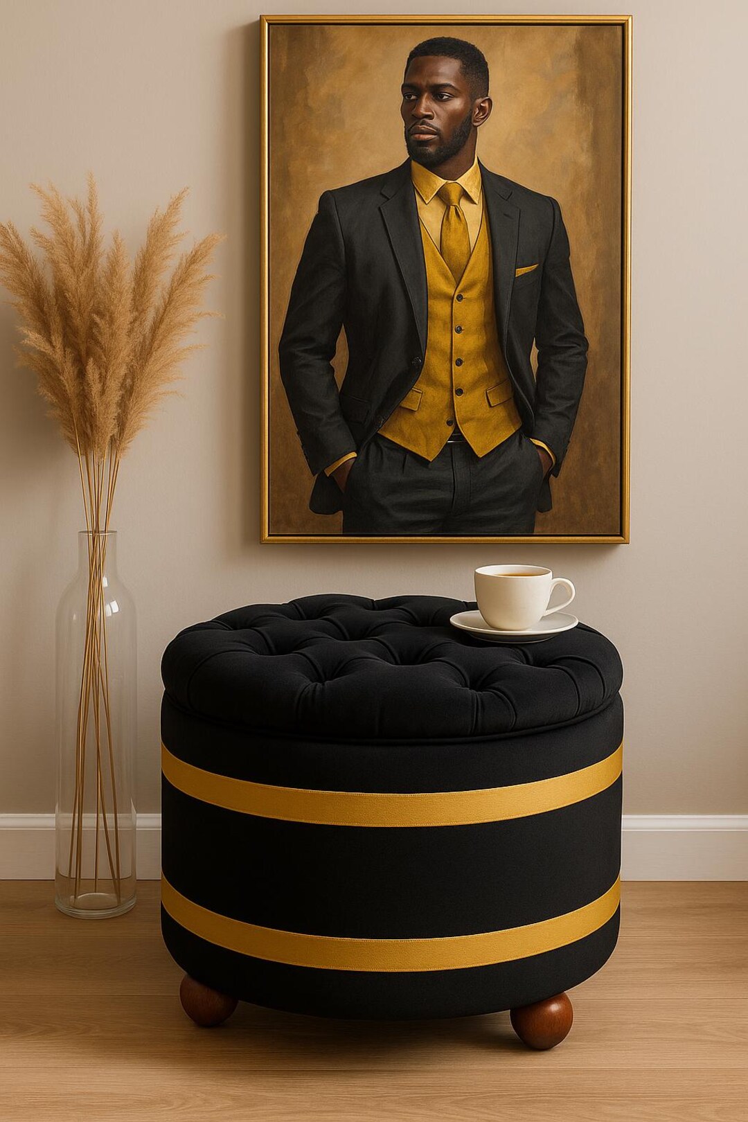 Black and Gold Storage Bench | Ottoman HEIRLOOM QUALITY - Etsy