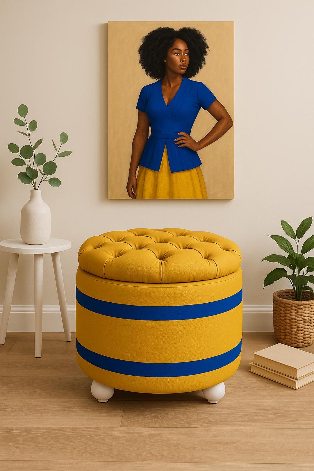 Royal Blue and Gold Storage Bench | Ottoman HEIRLOOM QUALITY - Etsy