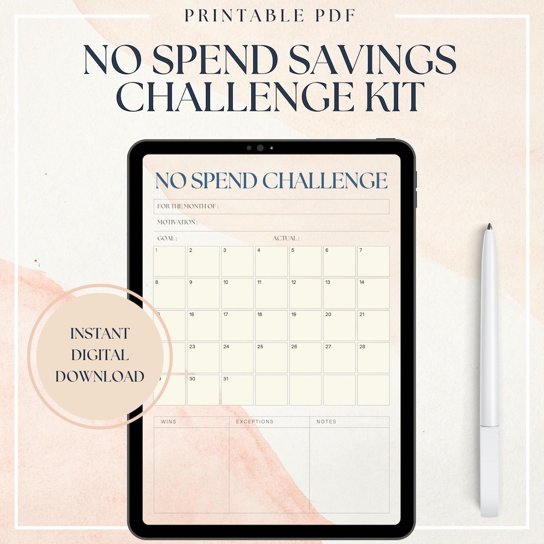 No Spend Challenge Kit Printable Money-saving Planner Budgeting ...