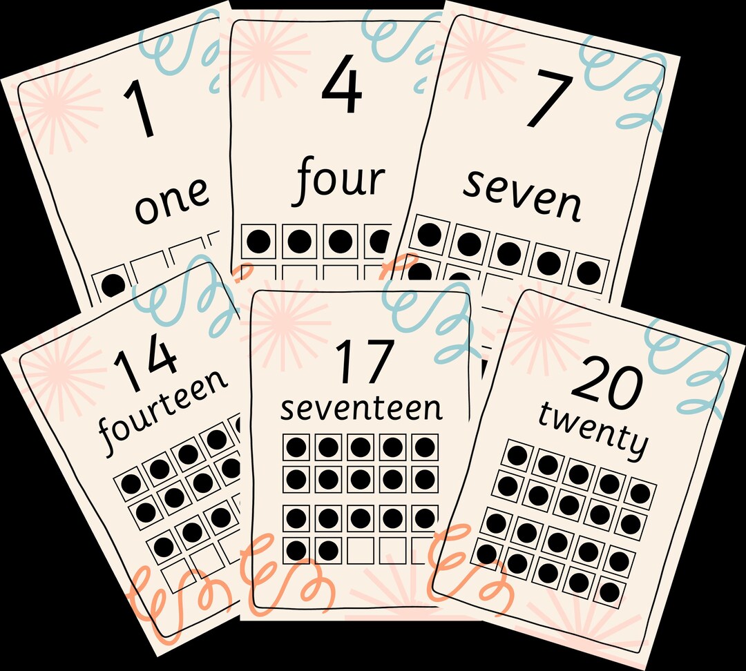 Printable 1–20 Number Recoginition Cards – Numerals, Number Words & Ten ...