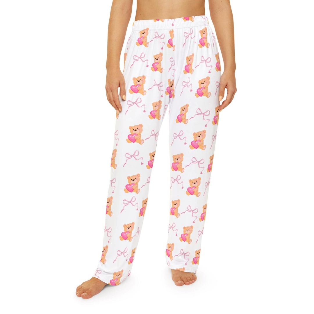 Cute Teddy Bear Pajama Pants for Women, Cozy Lounge Pants, Sleepwear ...
