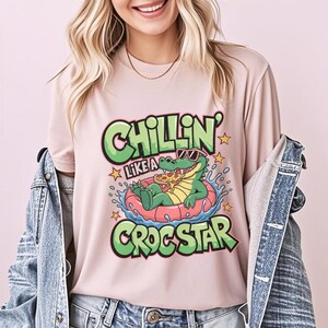 Chillin’ Like a Crocodile Star Png, Summer Clipart, Pool Party Png ...