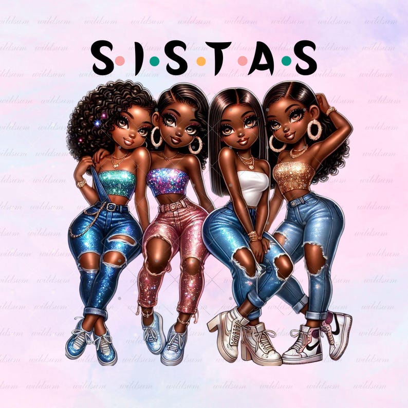 Sistas Png，black Woman Png， African American PNG ，chibi Png, Designs ...