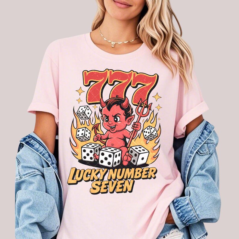 Lucky Number Seven PNG - Tattoo Style Red Devil Rolling Dice, Vintage ...