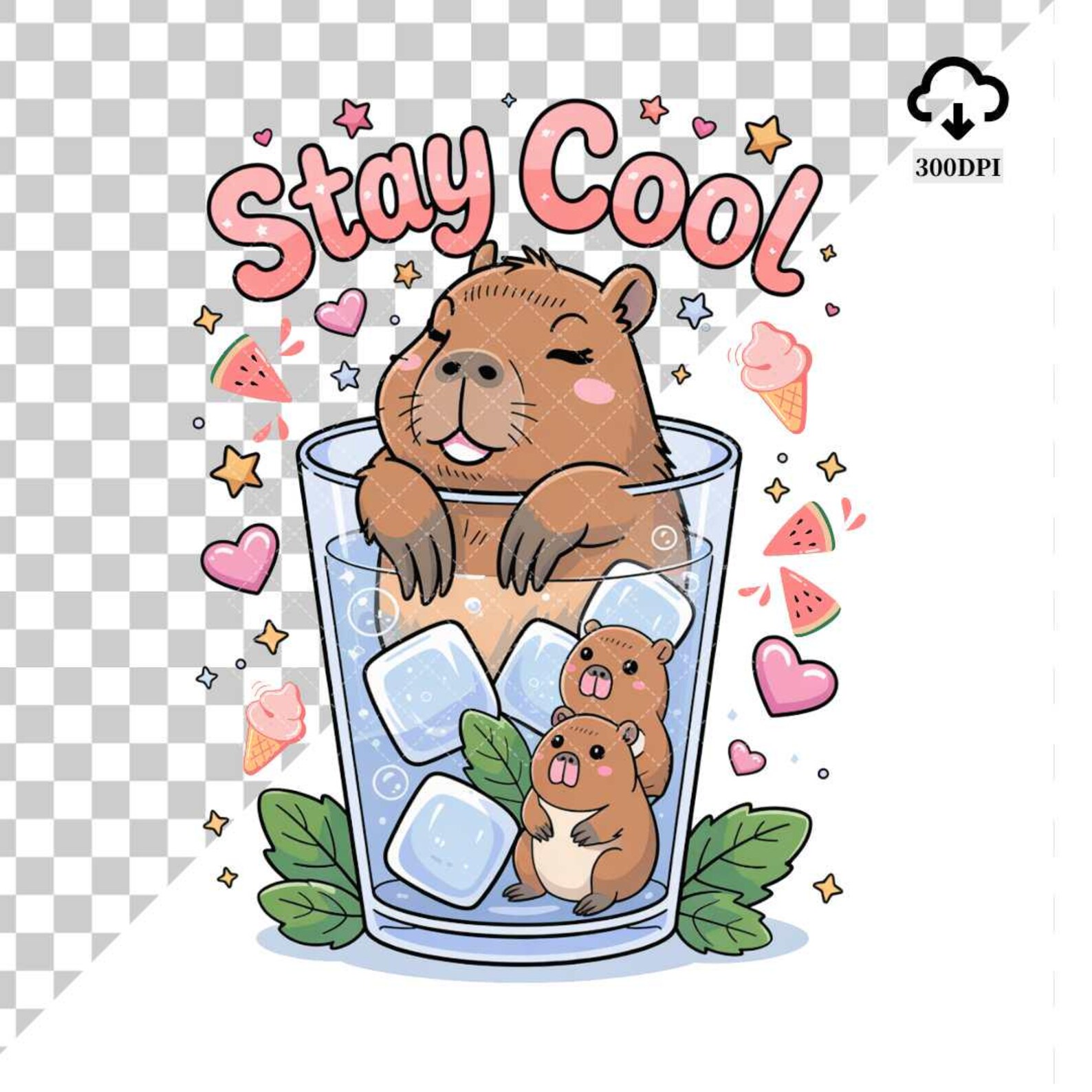 Stay Cool Png, Capybara Png, Summer Vibe ,hand Drawn Cartoon Art ...