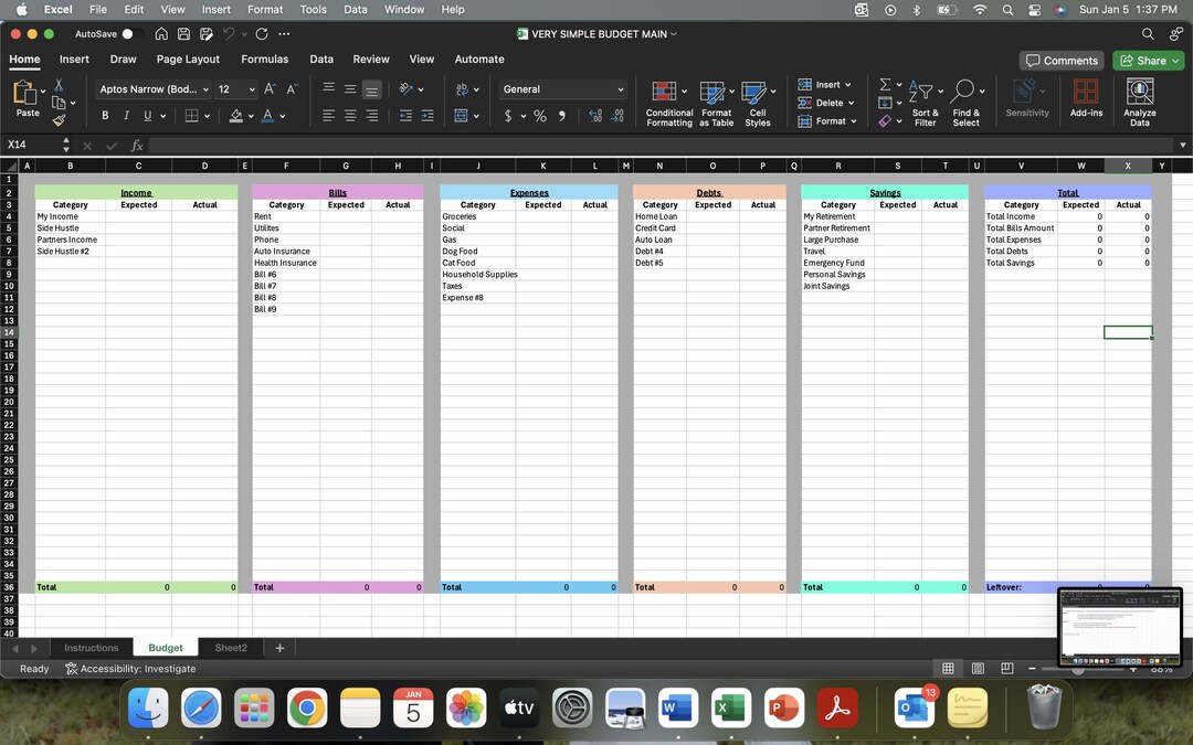 Very Simple Budget Template - Etsy