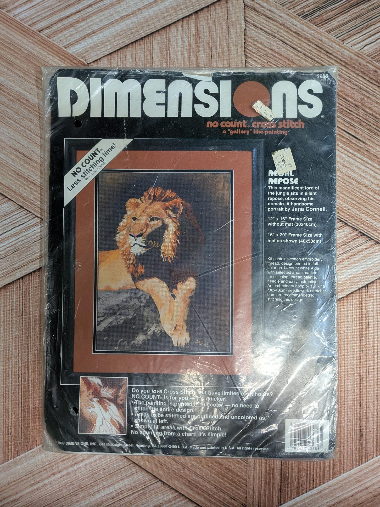 Vintage Regal Repose Lion Dimensions No Count Cross Stitch Kit New ...