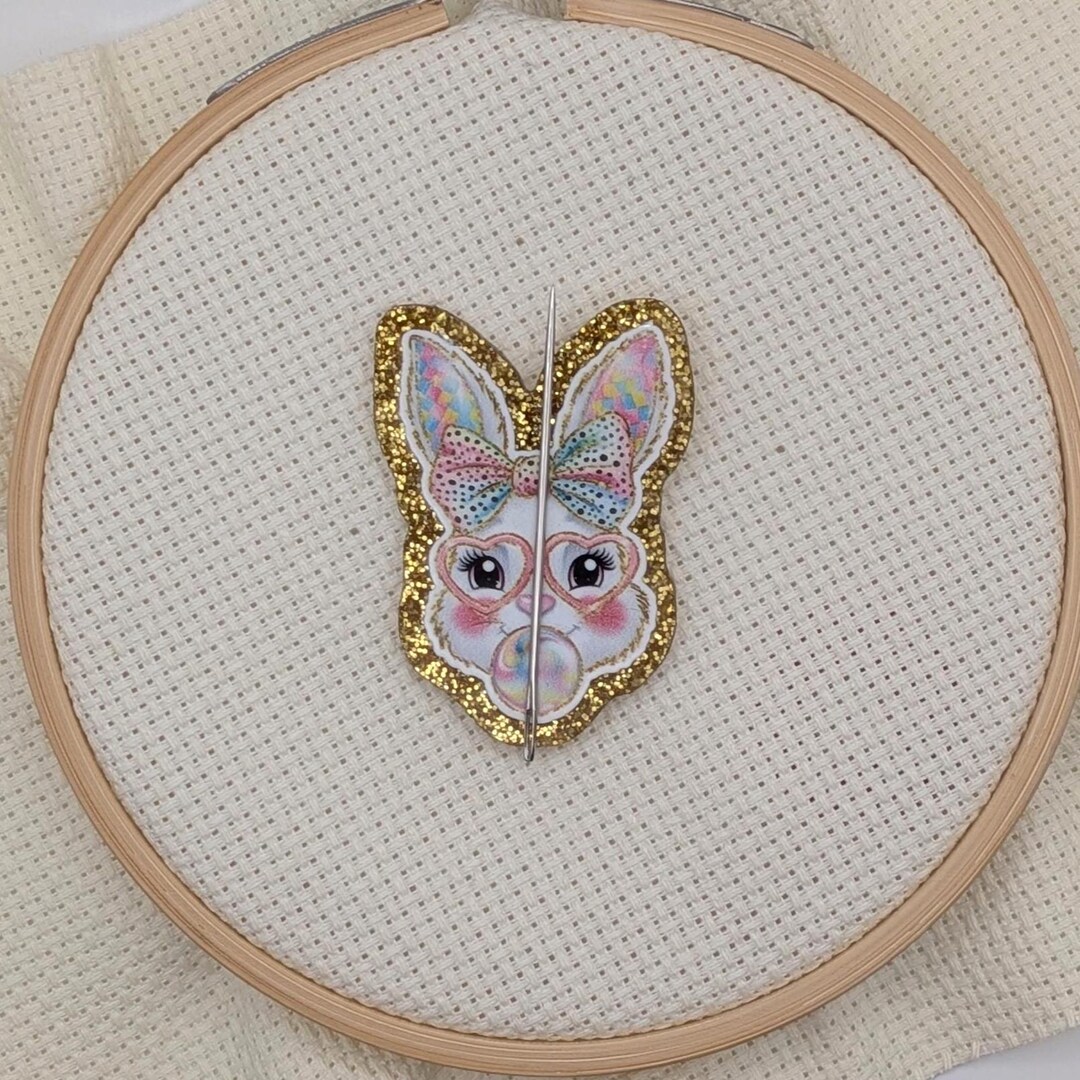Bubblegum Bunny Gold Glitter Magnetic Needle Minder - Etsy